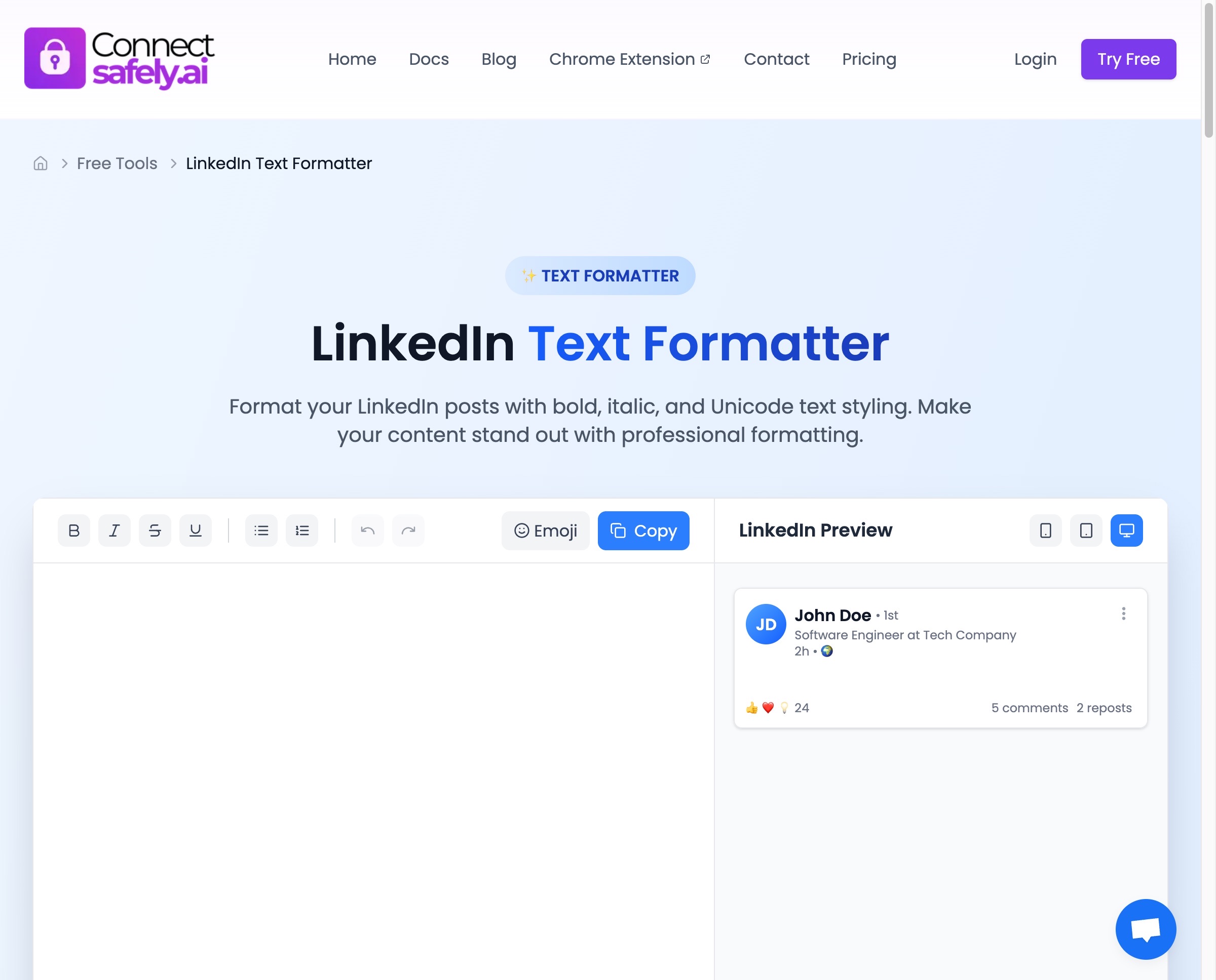 Free LinkedIn Text Formatter | Bold, Italic & Unicode 2026